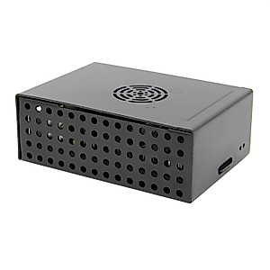 RICHEN Raspberry Pi 4 Case, Pi 4B Metal Case,Raspberry Pi 4 Model B Protective Metal Case with Cooling Fan and 3PCS Aluminum Heatsinks Compatible with Raspberry Pi 4B Computer Only (PI4B-CFH)