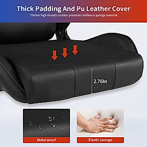 Gaming Chair Office Chair Desk Chair with Lumbar Support Headrest Armrest Task Rolling Swivel Ergonomic E-Sports Adjustable PC Gamer Chair Black