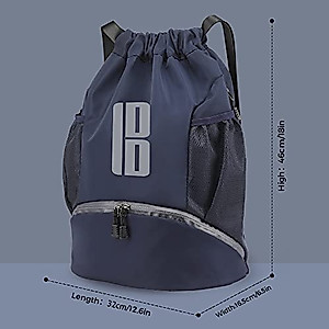 brooman Youth Soccer Bags Boys Girls Soccer Basketball Volleyball & Football Backpack with Ball Compartment (Navy)