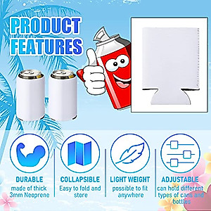 100 Pack White Blank Can Cooler Sleeves Neoprene Insulated Beer Sleeves for Can Cooler Sleeves Personalized Sublimation Sleeves for Soda Drink Water Bottle Birthdays Weddings Bachelorette Party