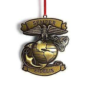 United States Marine Corps Semper Fidelis Metal Christmas Ornament Military New