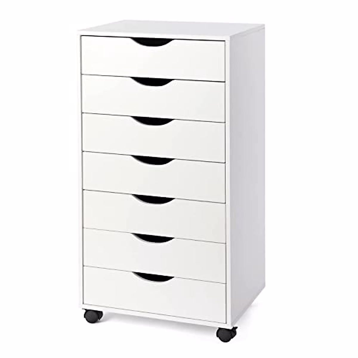 TUSY 7-Drawer Chest, Storage Dresser Cabinet with Wheels, Tall Chest of Drawers for Closet and Bedroom (White, 7 Drawer)