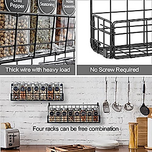 Spice Rack Organizer Wall Mounted 4-Tier Stackable Hanging Spice Jars Storage Racks,Great for Kitchen and Pantry,Up to Storage 36 Jars(Patent No.:US D909,138 S)