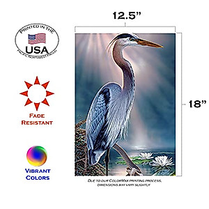 Toland Home Garden 1112452 Heron In Solitude Bird Flag 12x18 Inch Double Sided For Outdoor House Yard Decoration