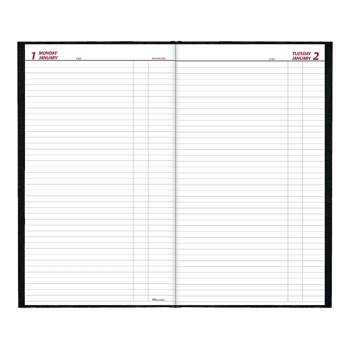 Brownline 2024 Traditional Daily Planner, Untimed Journal, 12 Months, January to December, Perfect Binding, 13.375" x 7.875", Black (C551.BLK-24)