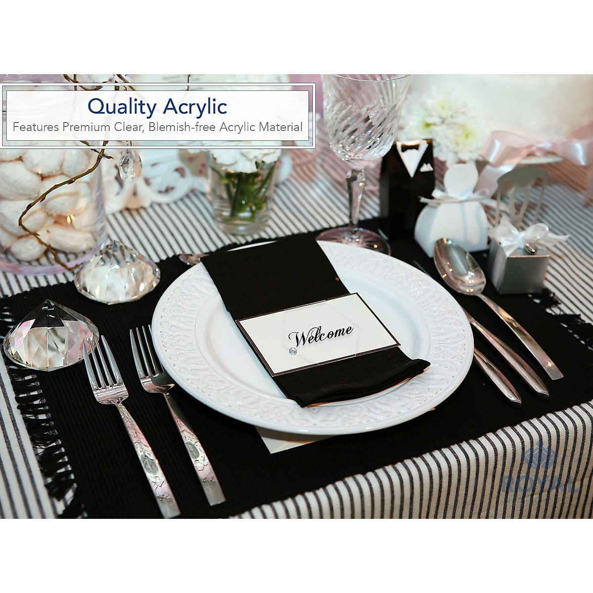 Royal Imports Place Cards Clear Acrylic Blank Plates, Table Seating Number Tiles, Custom Setting DIY Guest Name Signs Decor, Wedding, Reception, Party, Banquet, Dinner, Birthday - Hexagon - 20 pcs