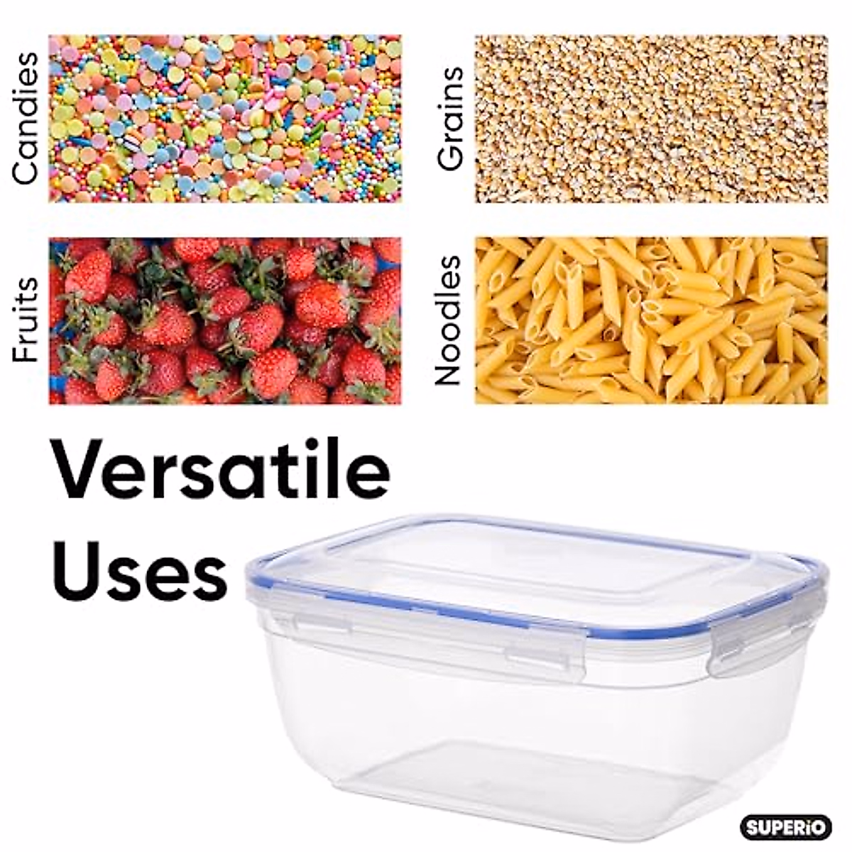 Large Plastic Food Storage Container with airtight Lid for Pantry, Fridge- 20 Cup, 160 Oz- BPA Free, Leakproof Sealed Container- Microwave, Dishwasher and Freezer Safe (5 Quart)