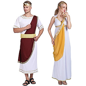 EraSpooky Women's Roman Lady Greek Goddess Costume (PlusSize) White