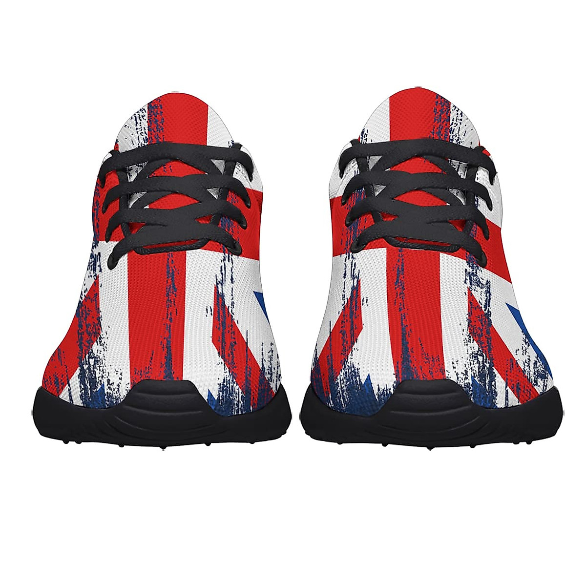 Vintage Union Jack Flag Shoes Mens Womens Running Shoes British UK Flag Athletic Casual Tennis Sneakers Black Size 5