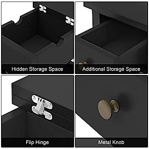 ChooChoo Black End Table, Flip Top Narrow Side Table for Small Spaces, Accent Nightstand Sofa Table for Living Room, Bedroom