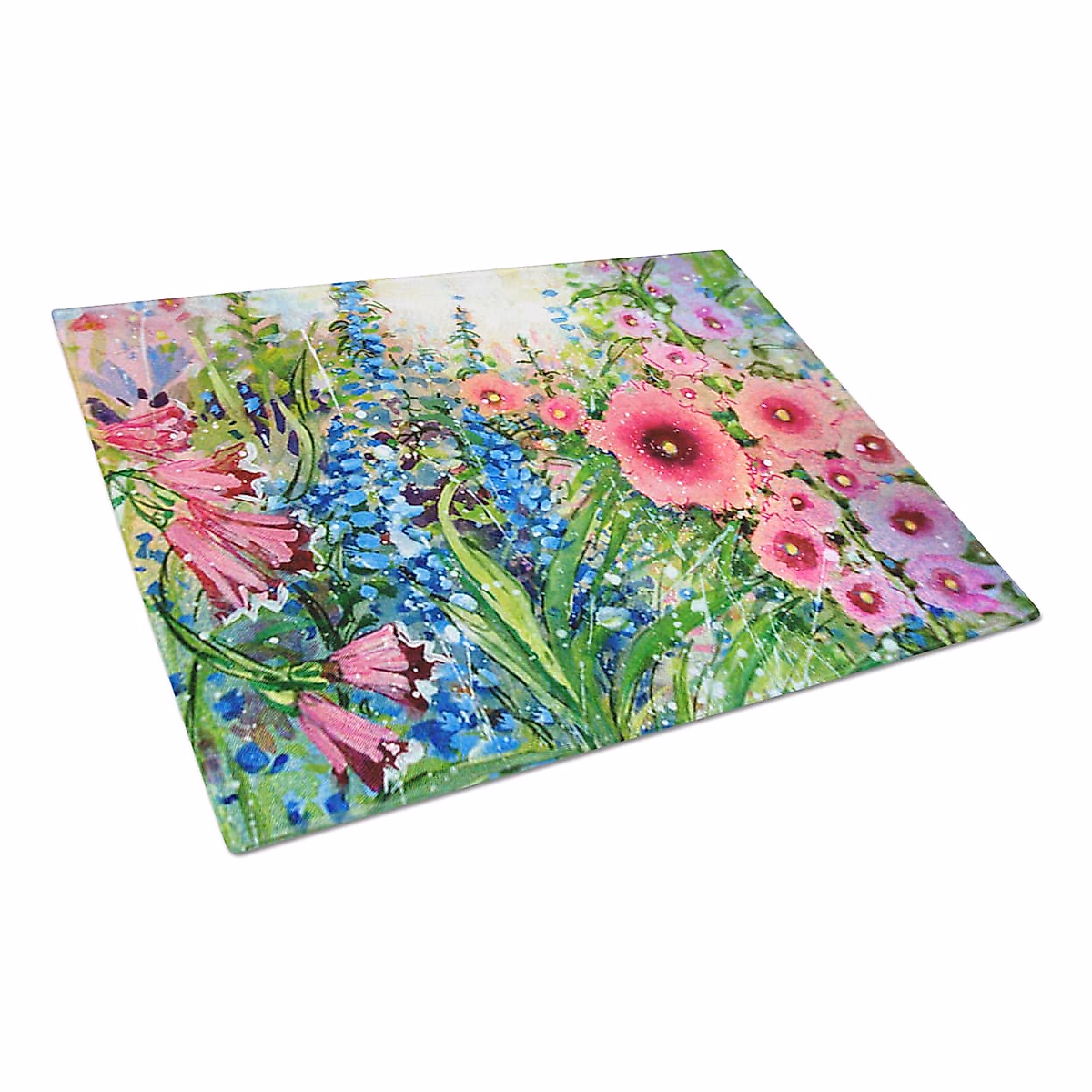 Caroline's Treasures PJC1107LCB Easter Garden Springtime Flowers Glass Cutting Board Large Decorative Tempered Glass Kitchen Cutting and Serving Board Large Size Chopping Board