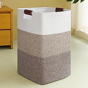 SIXDOVE Laundry Hamper 90L Extra Large Laundry Basket, Tall Woven Blanket Basket, Cotton Woven Storage Basket Hamper with Handles for Living Room, Collapsible Large Basket for Toys, Pillows, Blankets, Clothes-Gradient Yellow