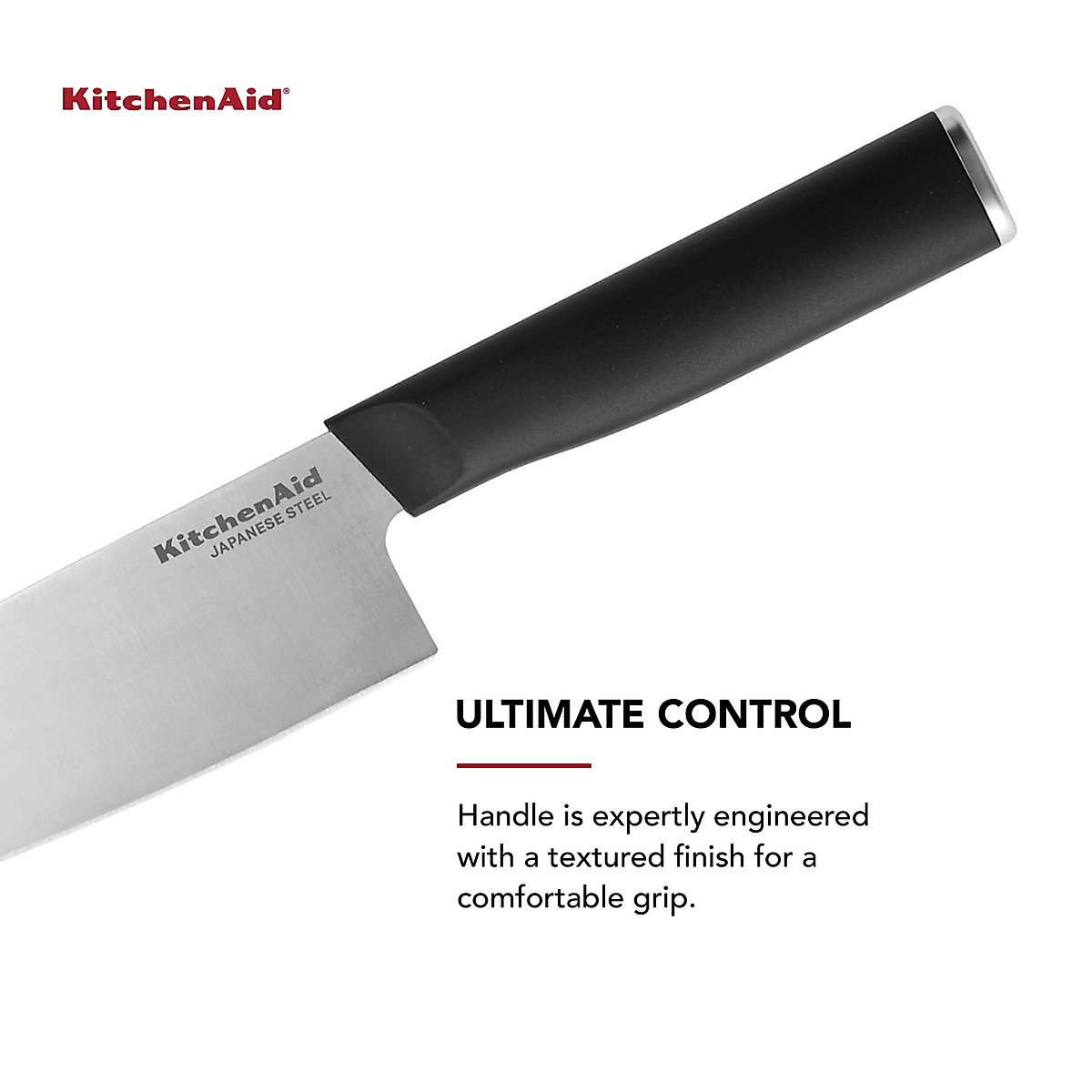 KitchenAid Classic Chef Knife with Custom-Fit Blade Cover, 8-inch, Sharp Kitchen Knife, High-Carbon Japanese Stainless Steel Blade Blade, Black