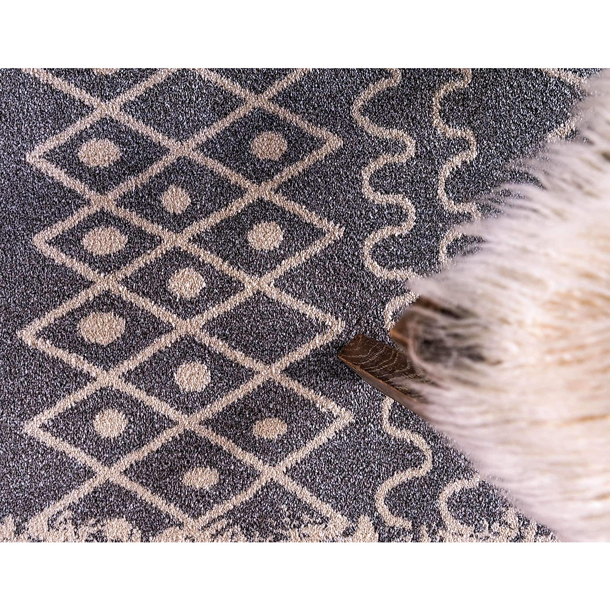 Unique Loom Fez Collection Tribal, Moroccan, Bohemian Area Rug, Runner 2' 0" x 6' 1", Gray/Beige