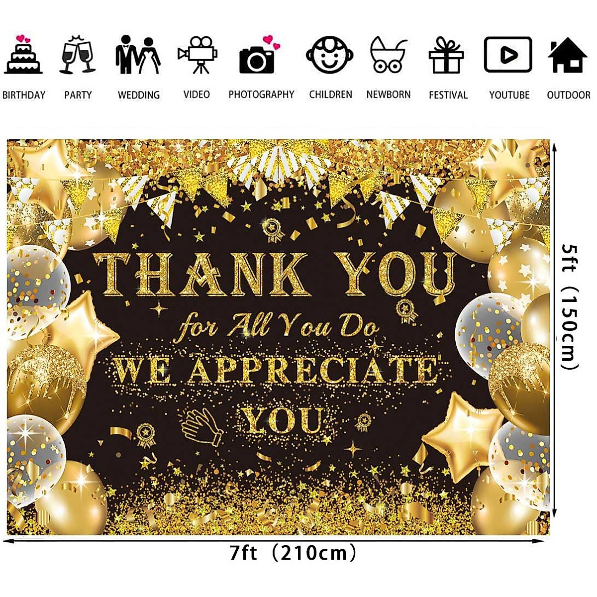 Thanks for All You Do Backdrop We Appreciate You Banner Decorations 7x5FT Thank You Photography Background for Teacher Doctor Congrats Grad Nurses Day Retirement Party Decorations Photo Props