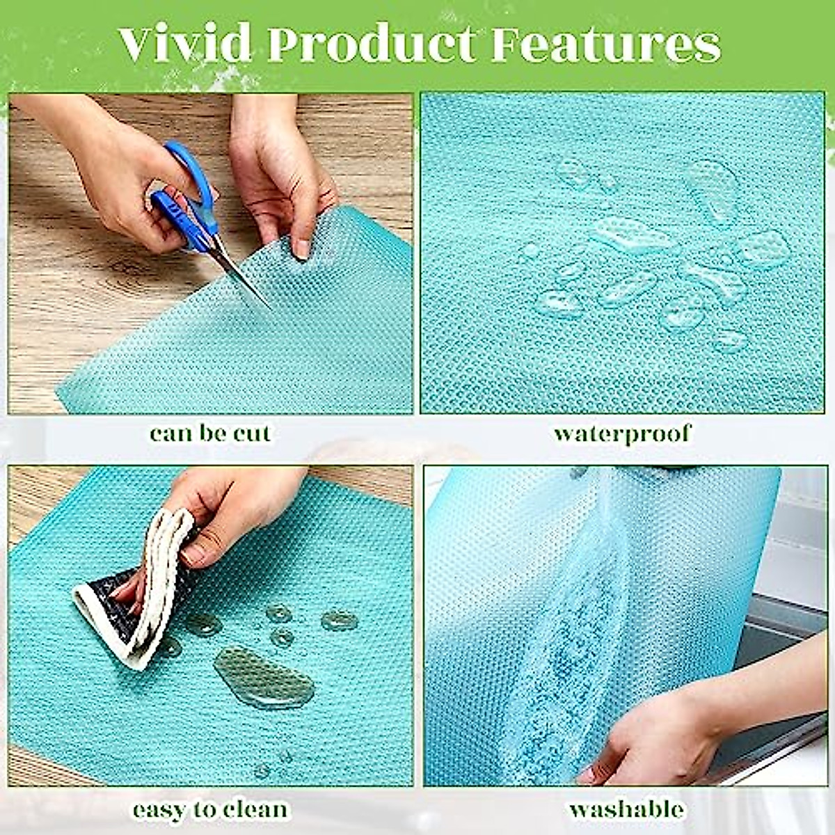 Nuanchu 4 Pcs Refrigerator Liners 4 Color Mixed Fridge Liner 12 x 118 inch Washable Oilproof Refrigerator Mats Waterproof Cover Pads for Freezer Kitchen Cabinet Drawer Cupboard Glass Shelves Table