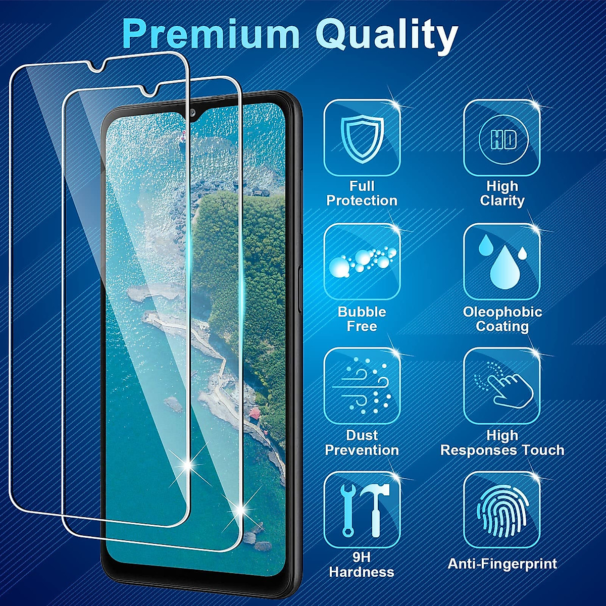 CWQZGUF Galaxy A12 Screen Protector 【2+2 Pack】 Camera Lens Protector, Fingerprint Unlock Support, HD Tempered Glass, Touch Sensitive, Anti Scratch, for Samsung A12 5G Glass Screen Protector