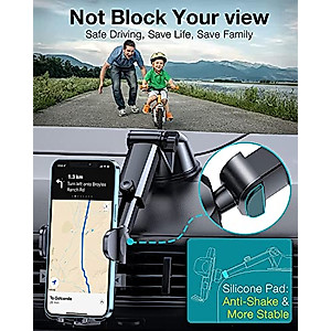 YRU [Super Stable] Phone Holder Car [Upgraded 80 Lb Suction Cup] Thick Case Friendly, Heavy Duty Mobile Car Cell Phone Holder Mount for Dashboard Vent Windshield iPhone 14 Pro Max 13 12 11 Galaxy S22