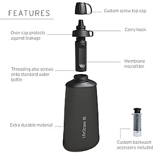 LifeStraw Peak Series Water Filter - 1L, Dark Mountain Gray, Protects Against Bacteria and Parasites, Ultra-Compact and Versatile