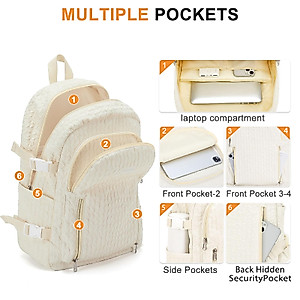 weradar Cute School Backpack For Teen Girls Small Elementary Student Travel Daypack lightweight Middle School Bag Aesthetic Bookbag For Kids(Beige)