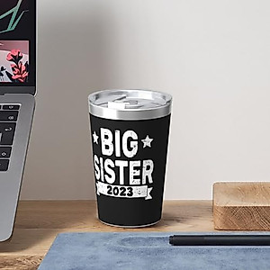 Big Sister Gifts For Girls Travel Cup Double Walled Glass Coffee Mugs with Lids 12oz Reusable Insulated Cappuccino Tea Latte Iced Coffee Cups Travel Mug-HH