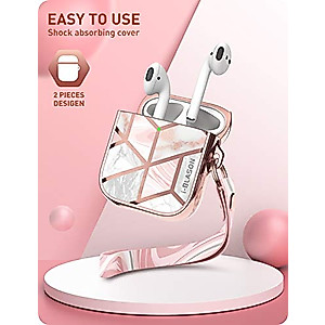 i-Blason Cosmo Series Case Designed for Airpods 2nd Generation/1st Generation, 360° Protective Stylish Marble AirPods Case Cover Compatible with Apple AirPods 1st/2nd (Marble)