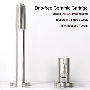 RKF Bathroom Faucets for Sink 3 Hole Brushed Nickel 8 inch Widespread Bathroom Sink Faucet with Drain Double Lever Handle Faucet Bathroom Vanity Faucet Basin Mixer Tap Faucet with Hose&Deck CWF028-BN