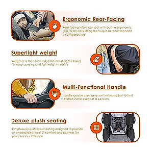 Baby Trend EZ-Lift 35 Plus Ergonomic Lightweight FAA Approved Rear-Facing Infant Car Seat with Multi-Position Base and Cozy Cover, Stormy