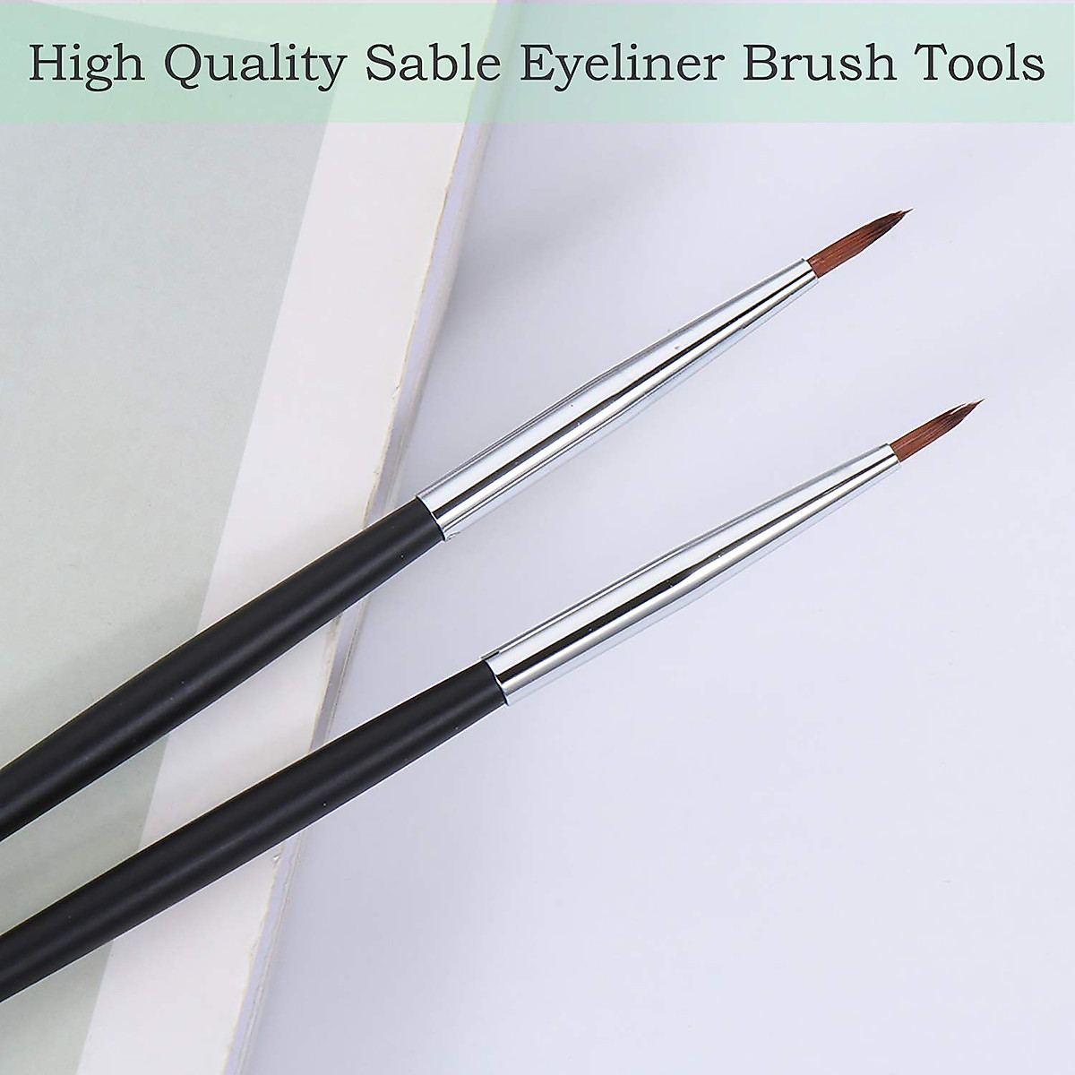 Eye Makeup Sable Eyeliner Brushes, 6 Pcs Ultra Fine Soft Sable Eyeliner Makeup Tools for Women to Accurately Apply Gel and Wet Powder