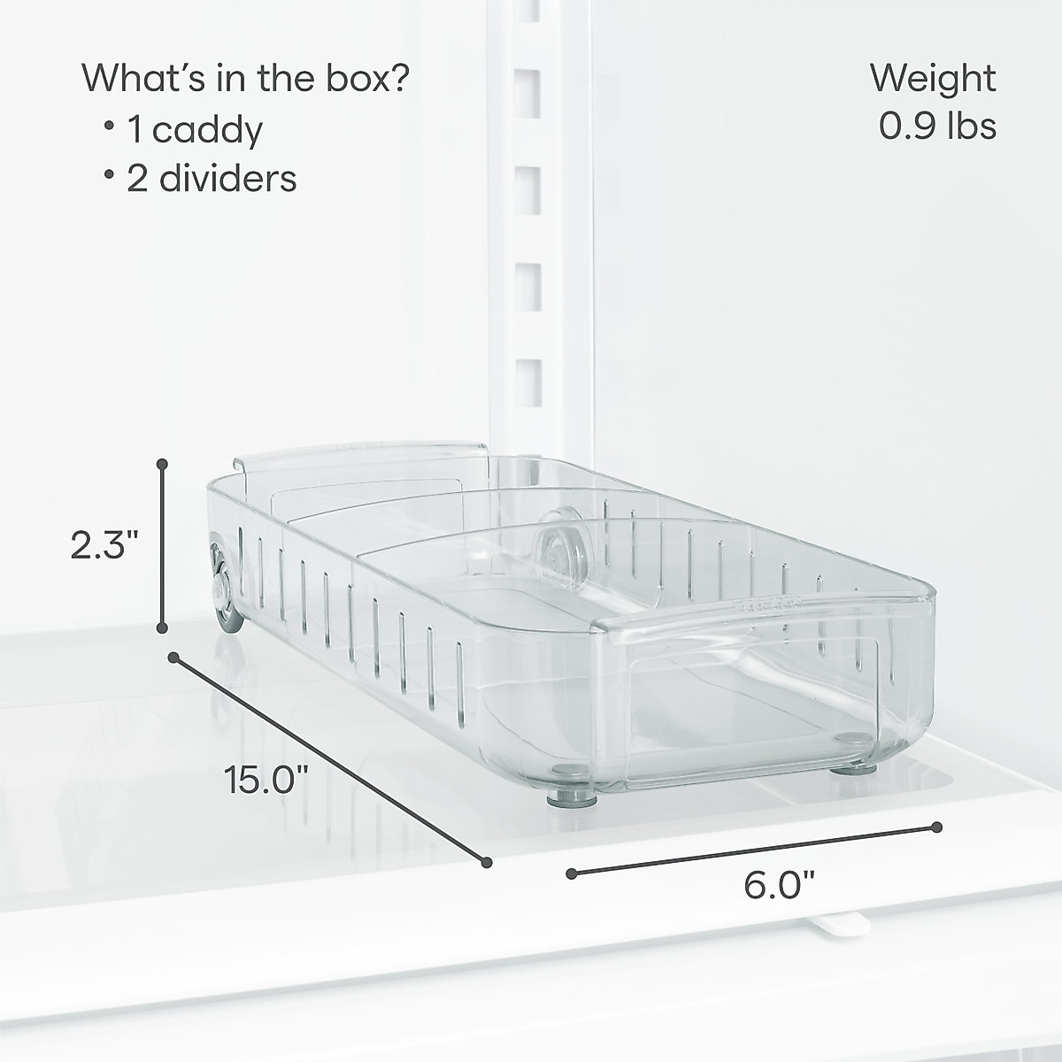 YouCopia RollOut Fridge Caddy, 6" Wide, Pack of 2, Clear