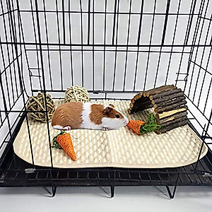 kathson Guinea Pig Cage Liner, 4 Pack Bedding Pads Washable Absorbent Reusable Waterproof Mats for Guinea Pig Rabbit Bunny Hamster Cat Puppy Small Animals