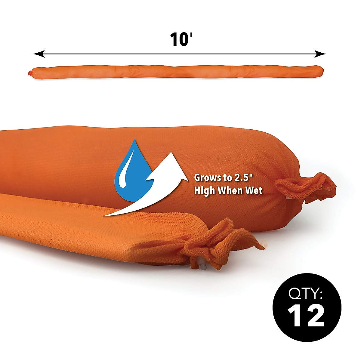Quick Dam Indoor Water Dam (WUB210-12) - 2.5-Inch x 10-Feet - 12-Pack , Orange