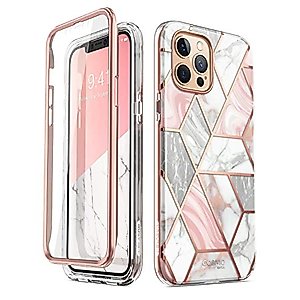 i-Blason Cosmo Series Case for iPhone 12 Pro Max 6.7 inch (2020 Release), Slim Full-Body Stylish Protective Case with Built-in Screen Protector (Marble)