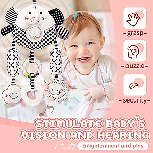 AUYYOSK 2PCS Soft Rattles for Baby,Black and White High Contrast 0-3 Months Newborn Toys,Baby Toys 0-6 Months,Infant Toys 0 3 6 12 Months