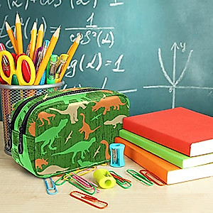 Pencil Case Dinosaur Pattern Big Capacity Pencil Pouch Cute School Supplies Pencil Bags with Zipper Lightweight Organizer Waterproof Students Office Adults