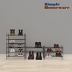 Simple Houseware 3-Tier Stackable Shoe Rack Storage Shelf, Black