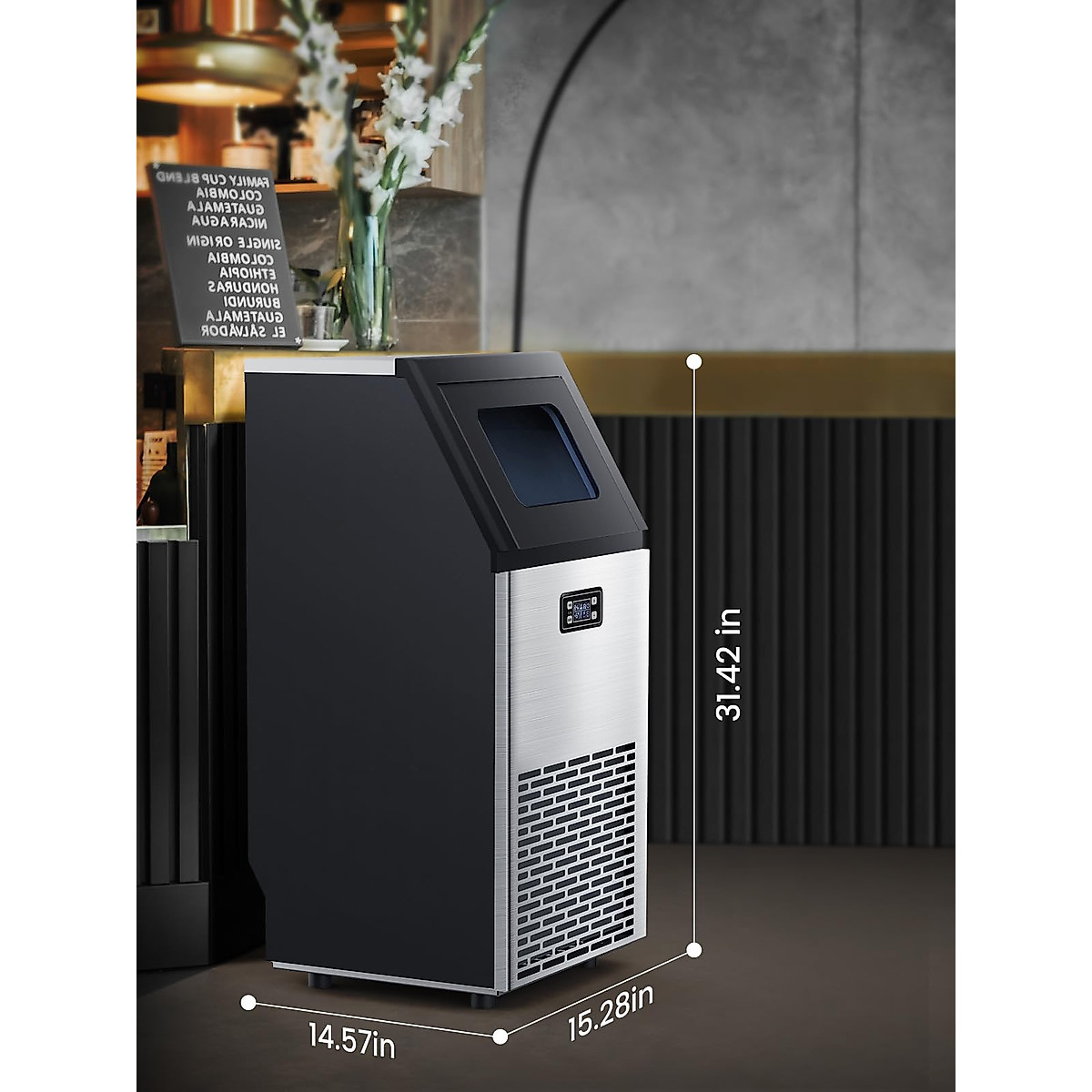 Kndko Commercial Ice Maker Machine, 100 lbs/24H, Stainless Steel Ice Maker with 2 Way Add Water, Under Counter Ice Machine, Freestanding Ice Maker, 24H Timer,Ice Machine for Home,Bar,Restaurant,RV