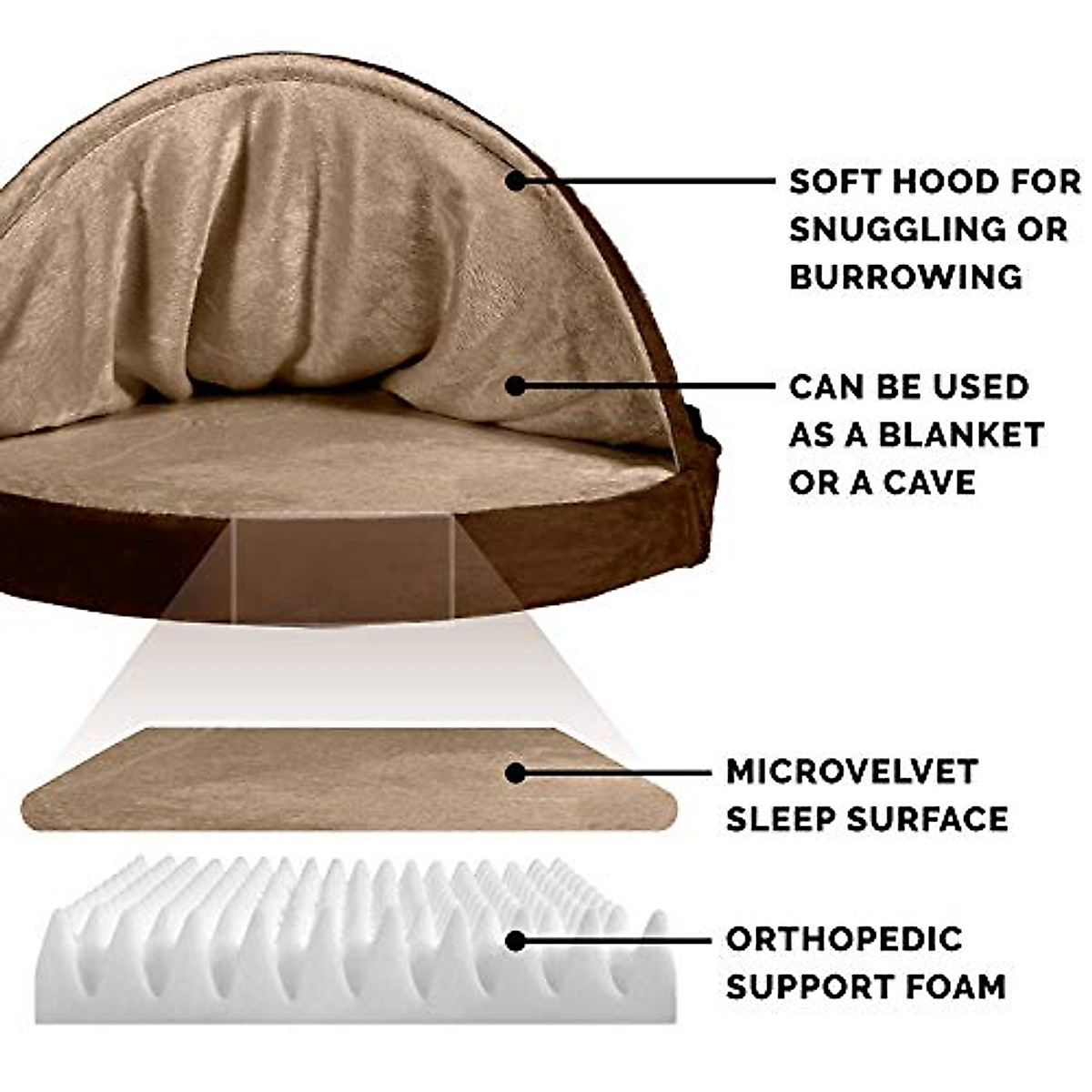 Furhaven 26" Round Orthopedic Dog Bed for Medium/Small Dogs w/ Removable Washable Cover, For Dogs Up to 30 lbs - Microvelvet Snuggery - Espresso, 26-inch