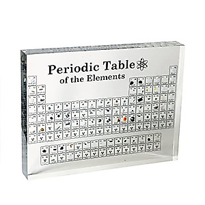 Periodic Table with Real Elements Inside | Element Display in Acrylic Stand, Perfect Gift for Students, Teachers, Scientists, Adults, and Children | 4.5” x 6”