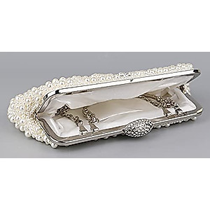 Crystal Floral Pearl Purses for Women Pearl Bag Tote Bag Beaded bag Bridal Purse Evening Party Bag with Chain Wedding Ivory