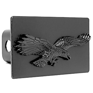 MULL 3D Flying Eagle Emblem Metal Trailer Hitch Cover (Fits 2" Receiver, Black Eagle)