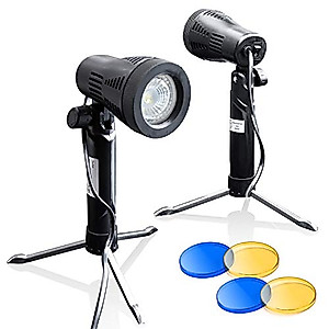 LimoStudio 2 Sets Photography Continuous 5500K LED Portable Light Lamp for Table Top Studio with Color Filters, Photography Photo Studio, AGG1501