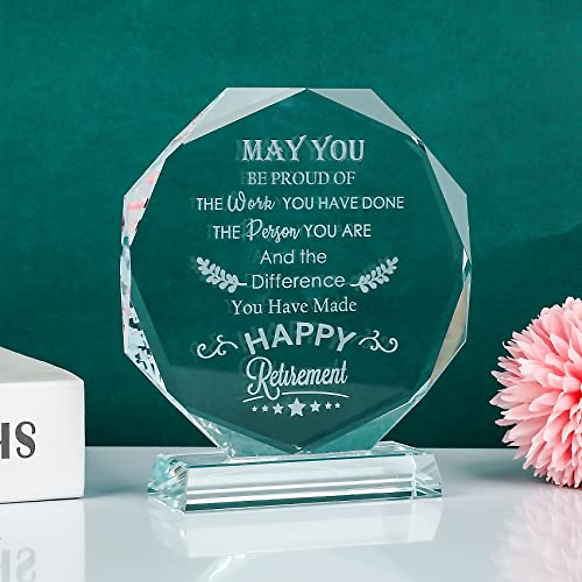 YWHL Retirement Gifts for Men Women 2023 Happy Retirement Gifts Crystal Keepsakes Retired Plaque Gifts for Retiree Teacher Police Firefighter Nurse Coworker Doctor Friends