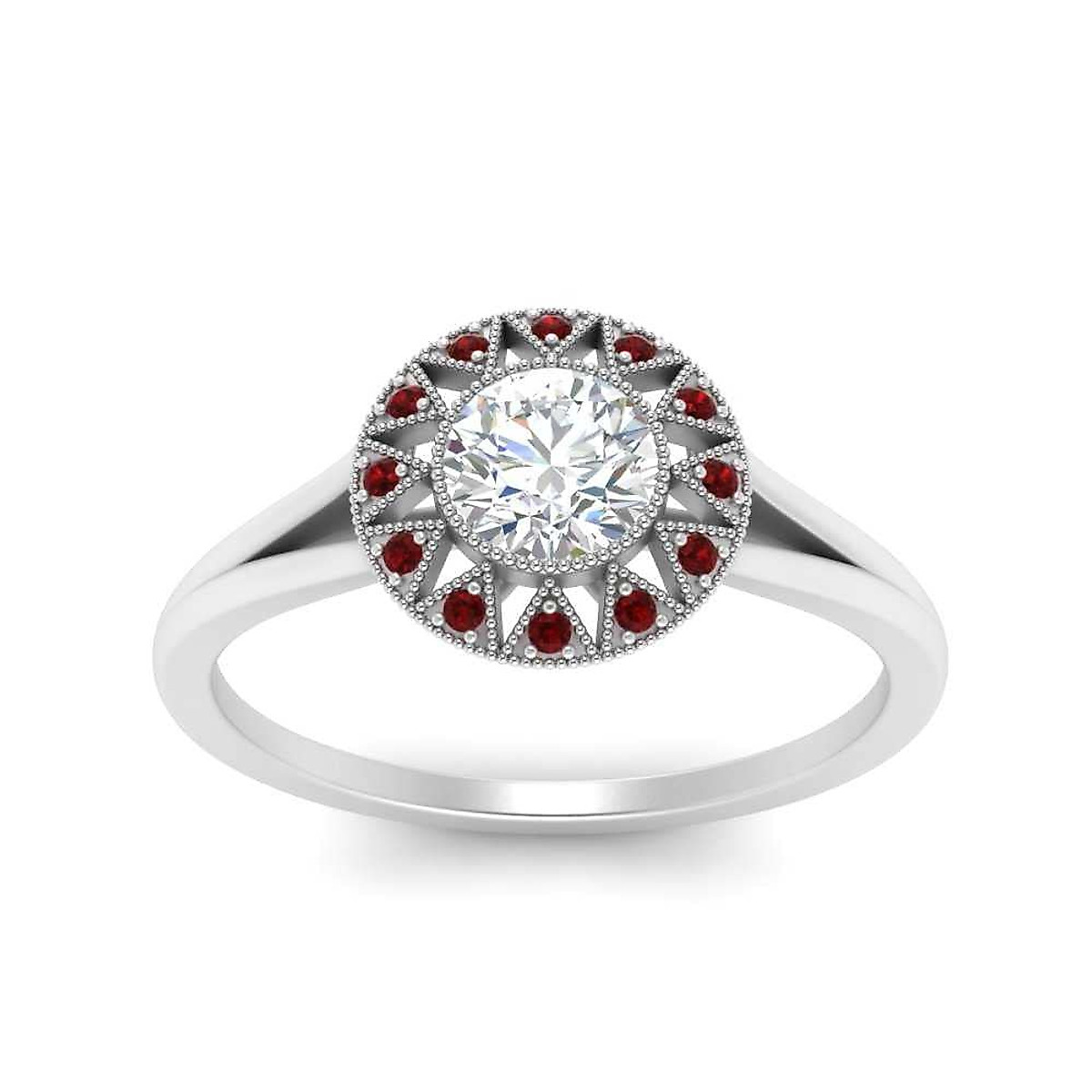 CaratYogi 925-Sterling-Silver Natural-Garnet Prong Setting Round Ring Modern-Classic Wedding Engagement Solitaire Ring Daily Wear Party Wear Women in Size : 10