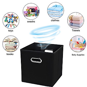 SEVENDOME Fabric Storage Bins Cube ,11x11x11 Fabric Cubby Organizer Baskets with Handle, Foldable Basket for Closet or Collapsible Storage Box Set of 2 (Grey )