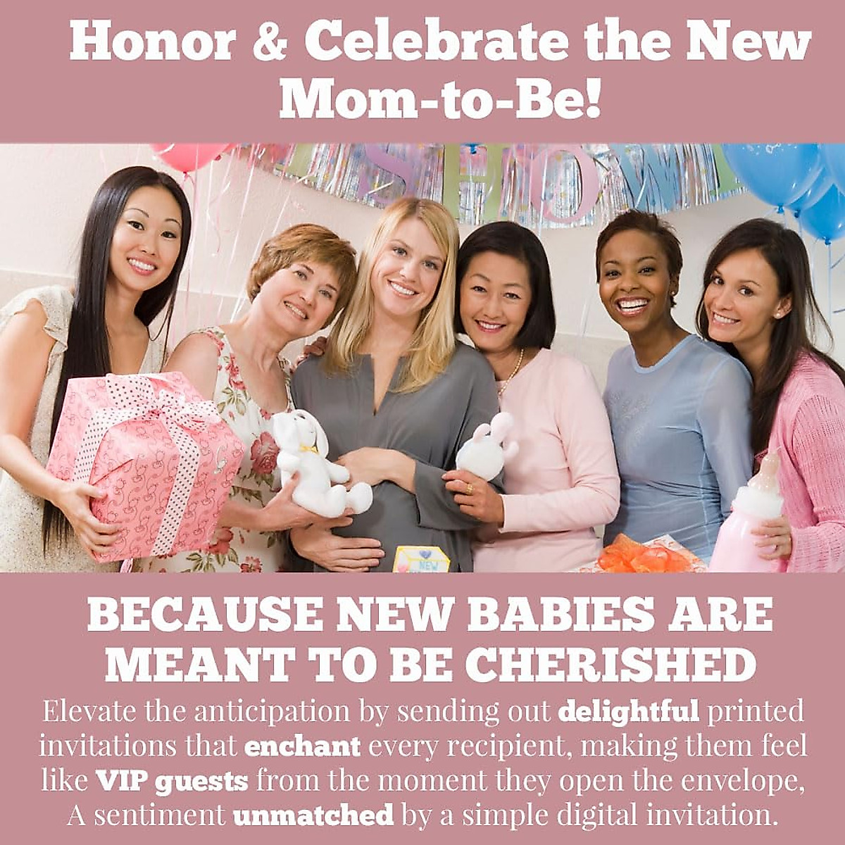 Amanda Creation Little Bunny Rabbit Baby Shower Invites for Girls, 20 5x7 Double Sided Fill In Pink Bunny Invitations with Twenty White Envelopes Floral Cards It’s A Girl