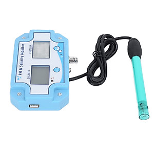 Water Quality Monitor Tester, 3 In 1 Salinity Temperature PH Tester Digital Lcd Screens Backlight Real Time Monitoring Rechargeable Wall Mount Water Quality Tester for Aquariums Hydroponics Pool(US)
