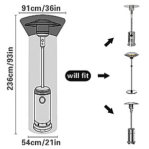 HOXSURY Patio Heater Cover Outdoor Waterproof 94IN 420D Heavy Duty Standup Round Oxford Covers for Outdoor Heaters Weatherproof Propane Heater Covers for Outdoor Garden Treasure Black