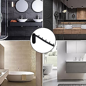 Zivisk 2 Pcs Folding Wall Mounted Clothes Suit Hangers Rack with Swing Arm Stainless Steel Heavy Duty Coat Hook for Bathroom, Bedroom, Laundry Room - Black