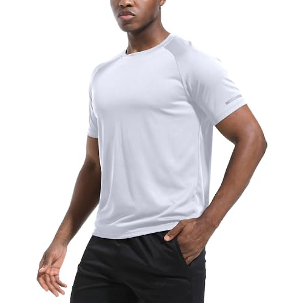 Men's Pack of 1 Workout Running Shirts, Dry Fit Moisture Wicking T-Shirts, Sports Gym Athletic Short Sleeve Shirts White S